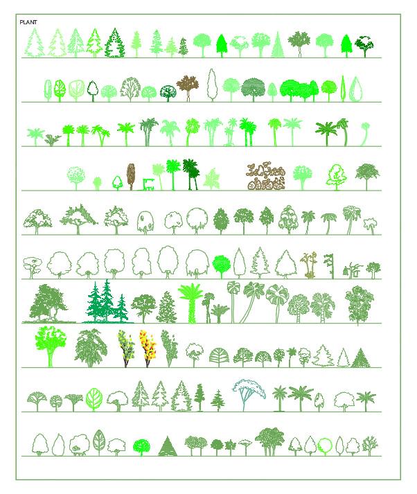 Color Tree Bundle Dwg and DXF Tree, Plant Blocks Templates for Designer ...