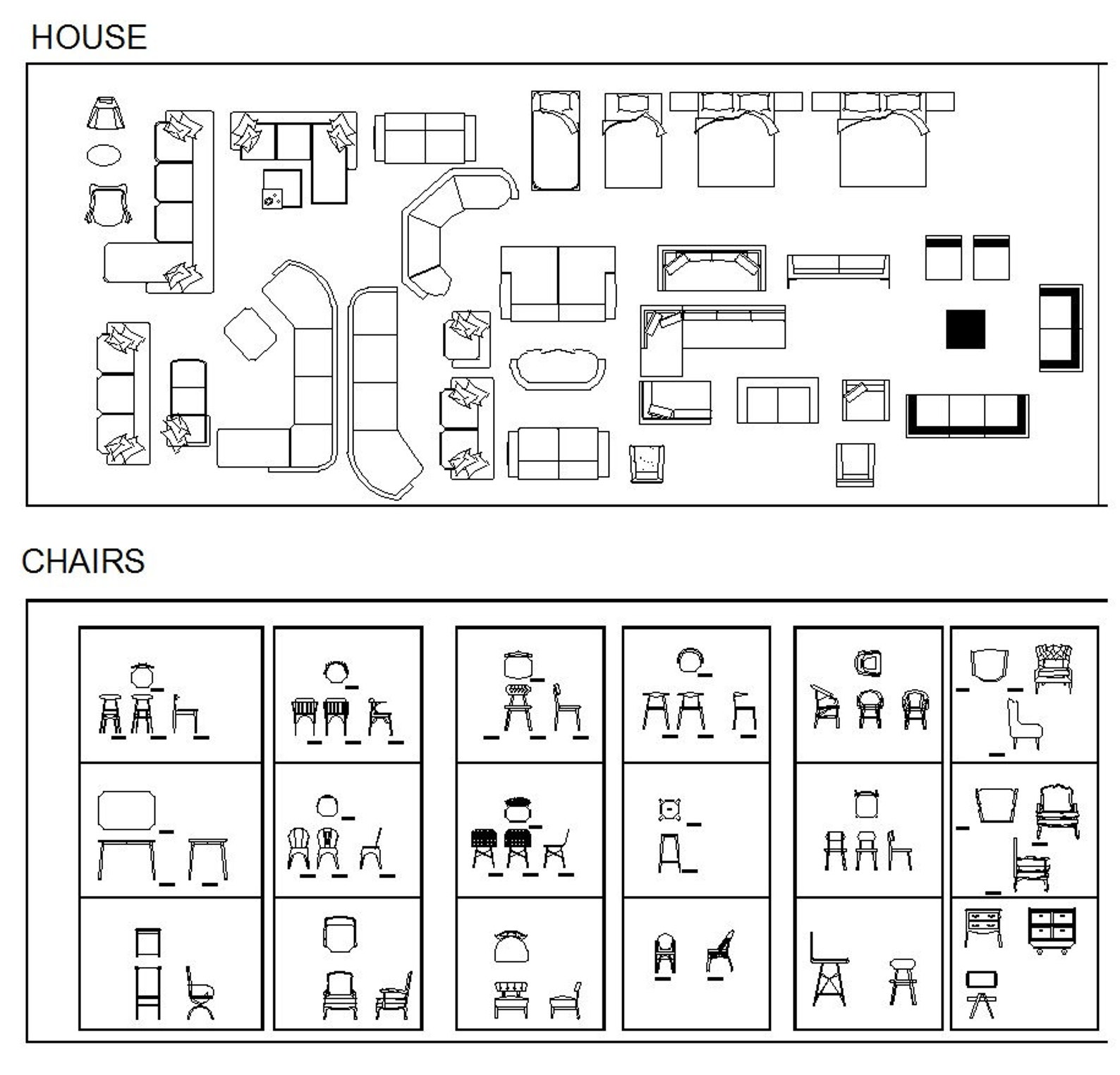 Huge Library Blocks Autocad 2D DWG Bundle for Interior - Etsy