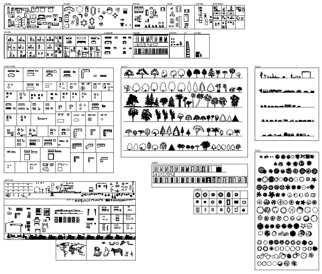 Huge Library Blocks Autocad 2D DWG Bundle for Interior - Etsy