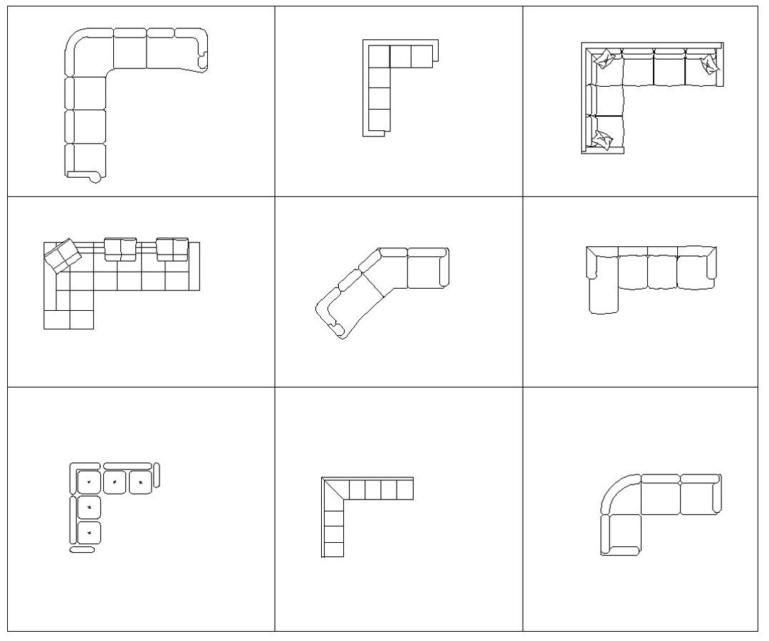 Bloques CAD 2D para muebles de sala de estar, archivos DWG y DXF ...