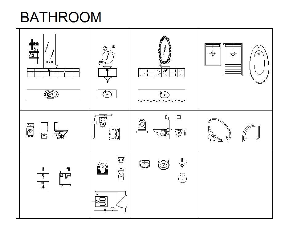 Autocad General Layout 2D Blocks Both Inch&metric,livingroom,bathroom ...