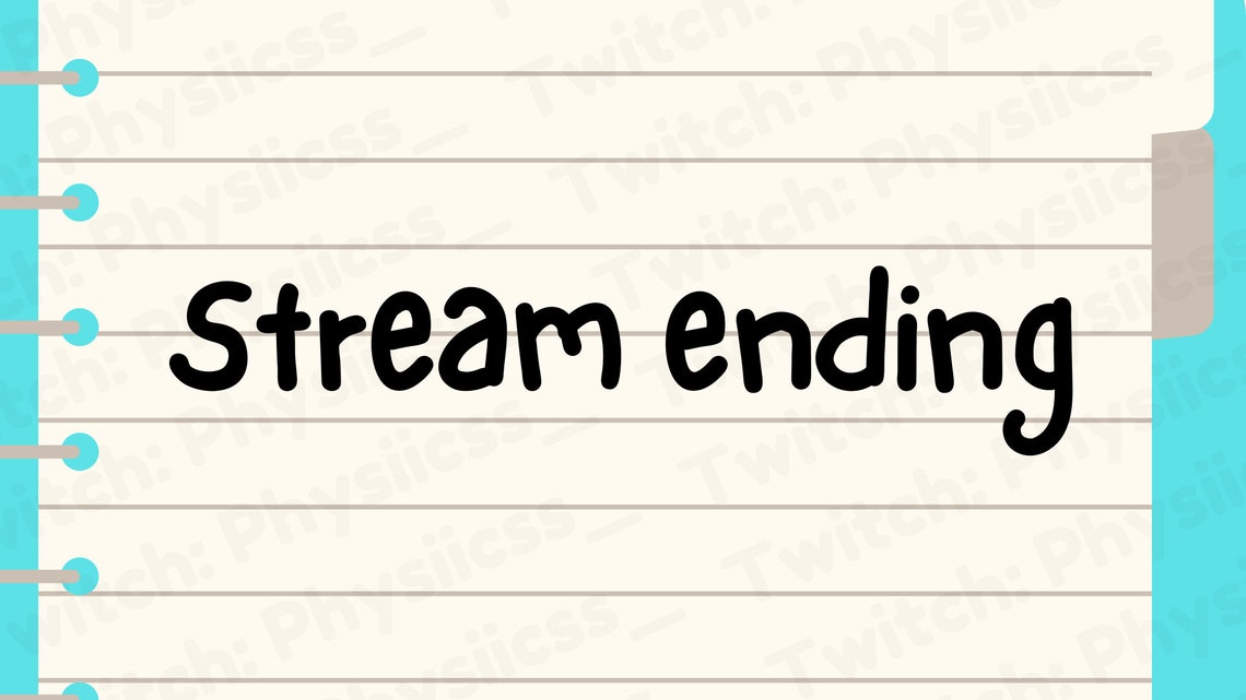Animated Turquoise Notebook Themed Twitch Overlays With Pannels - Cute ...