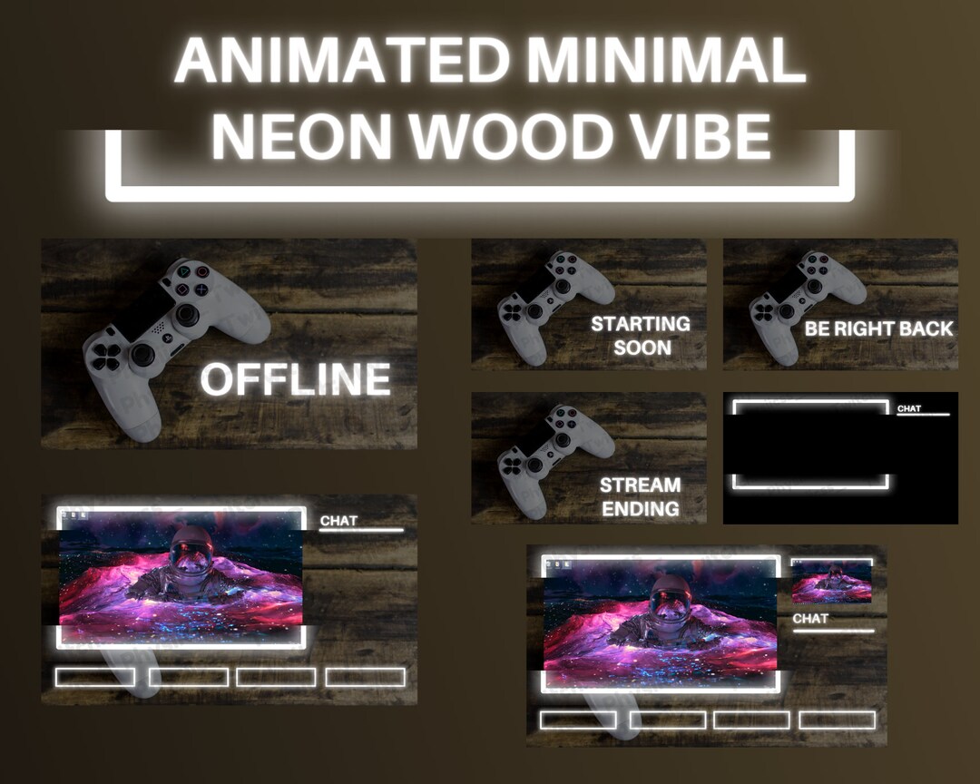 Animated Neon Wood Vibe Stream Overlay - Simple Overlay - Etsy