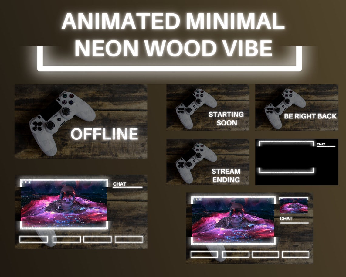 Animated Neon Wood Vibe Stream Overlay Simple Overlay - Etsy