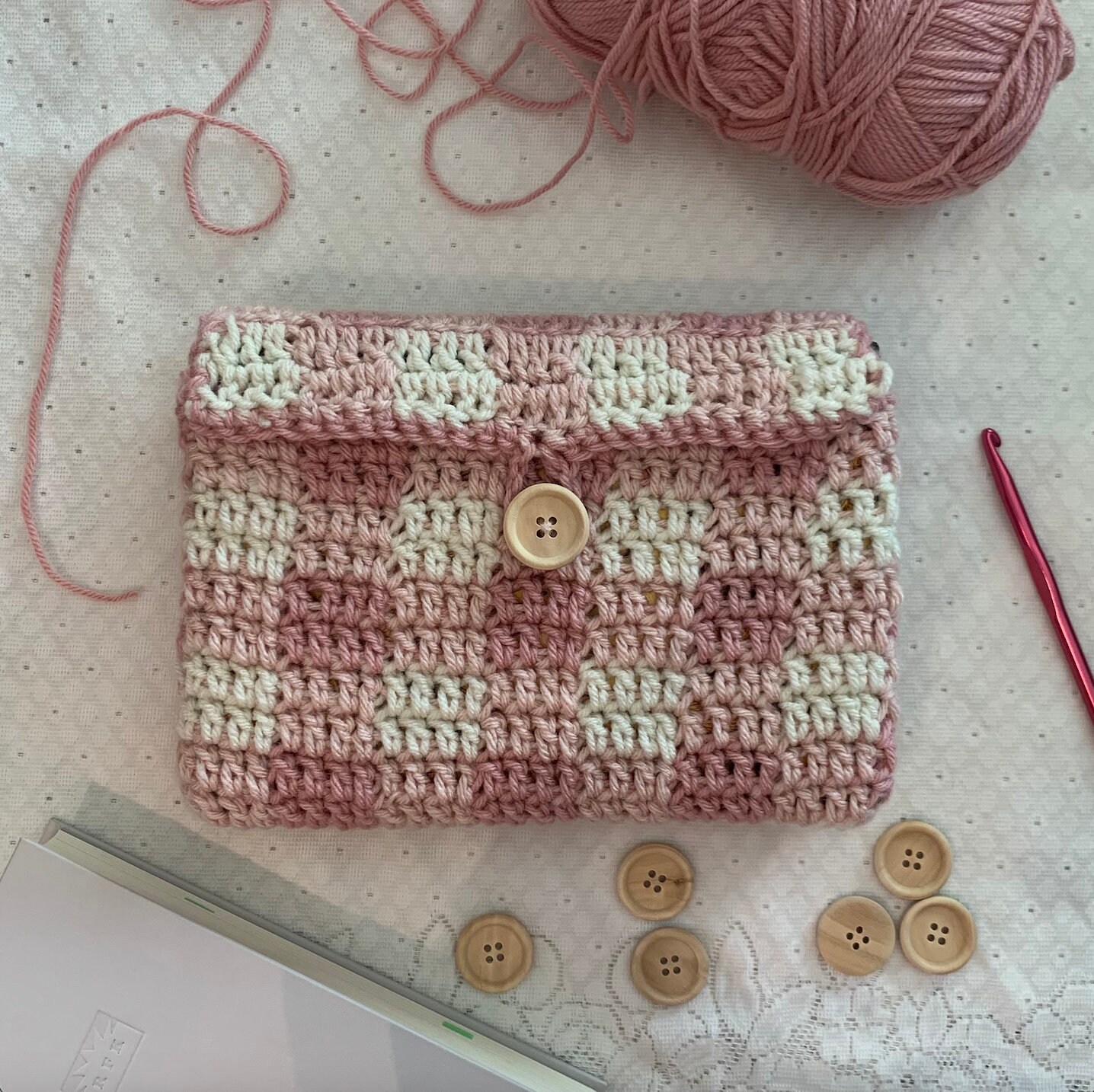 Crochet Book Bag Sage-green Book Pouch Pink Book Sleeve | Etsy