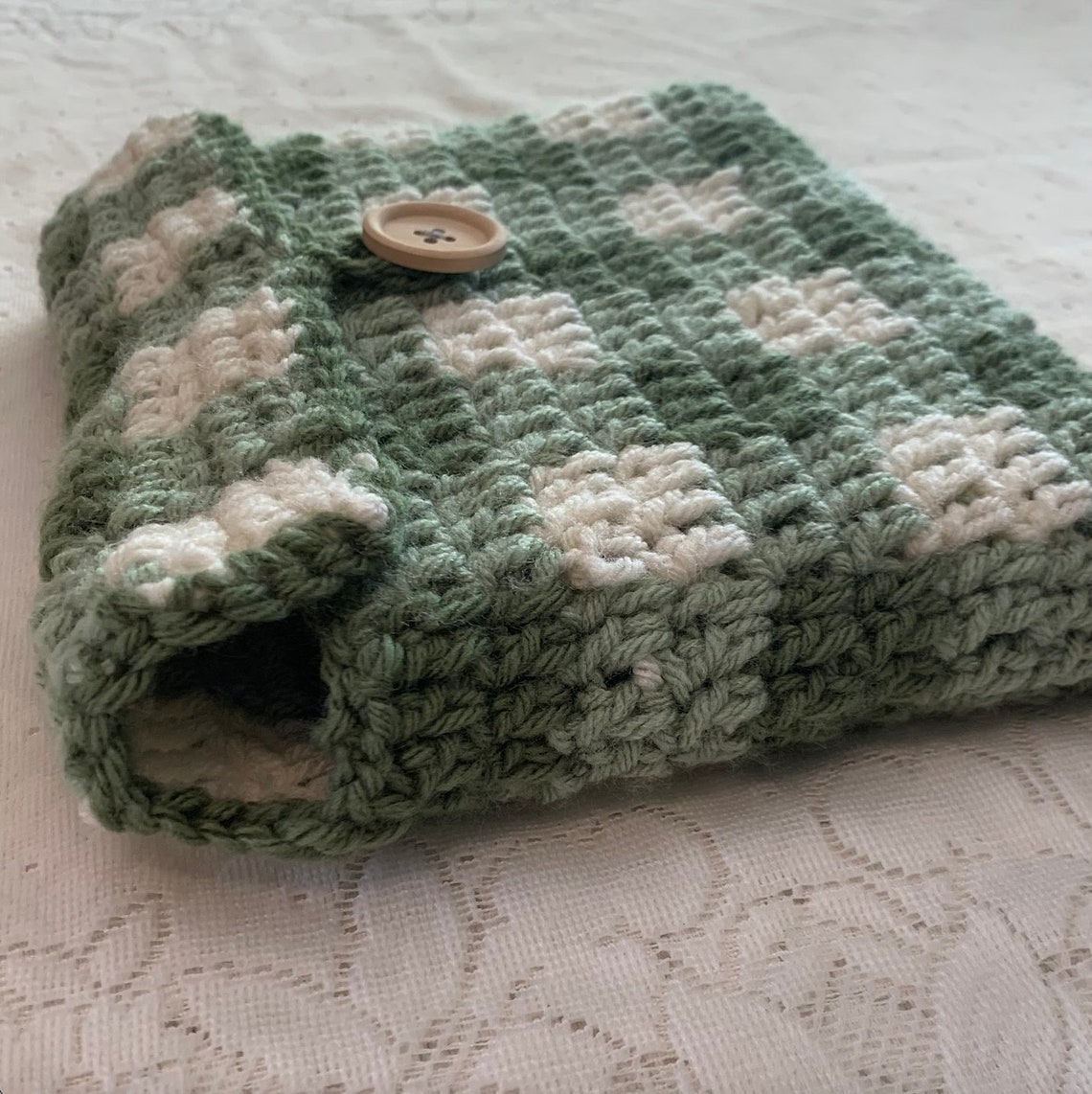 Crochet Book Bag Sage-green Book Pouch Pink Book Sleeve | Etsy