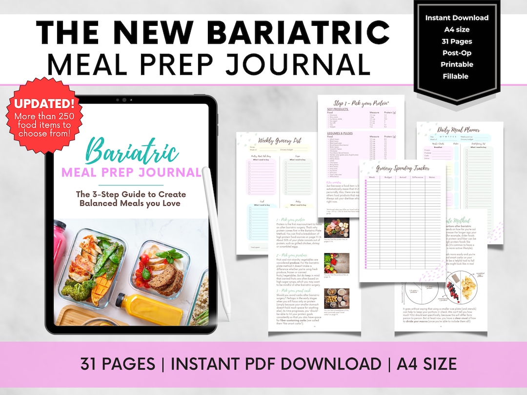 New Bariatric Meal Prep Journal, Gastric Sleeve Meal Planner, Gastric ...