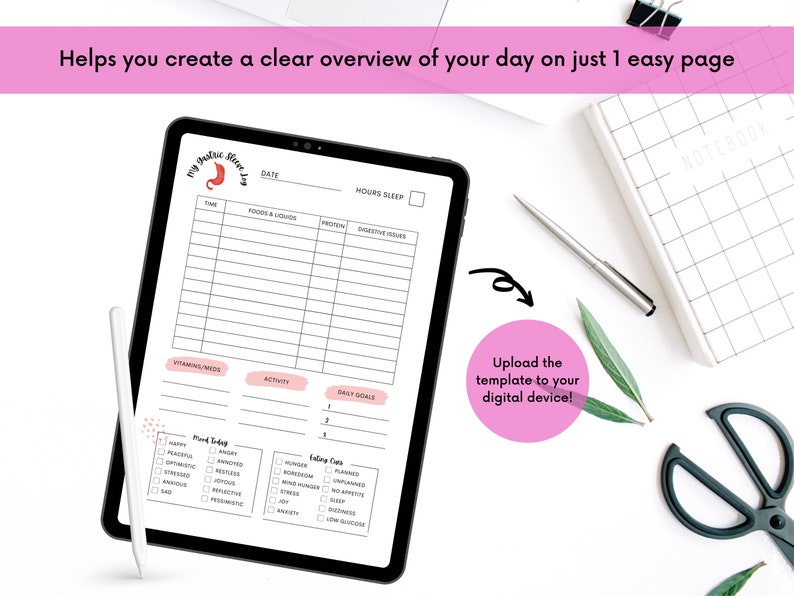 Gastric Sleeve Daily Log, VSG Food Diary, Mood, Activity, Sleep, Eating ...