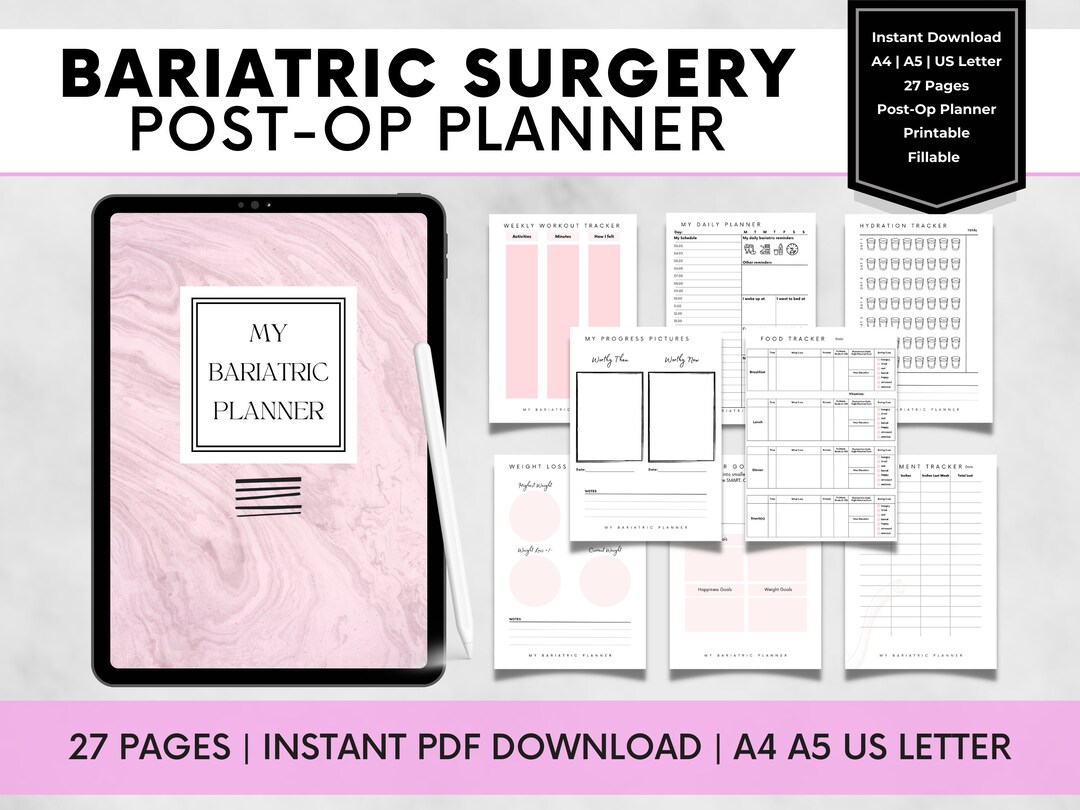 Bariatric Surgery Post-op Planner, Gastric Sleeve Journal, Gastric ...