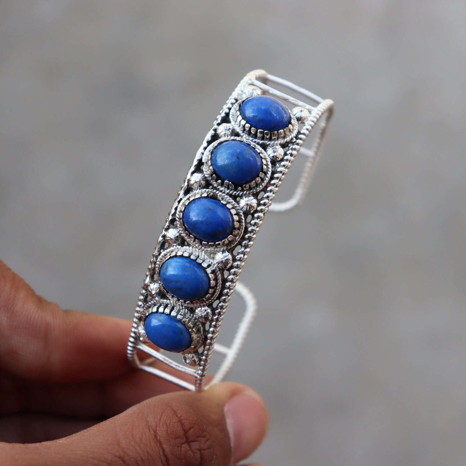 Lapis Lazuli Bangle, Blue Stone Bangle, Hand Cuff, Handmade Bangle ...