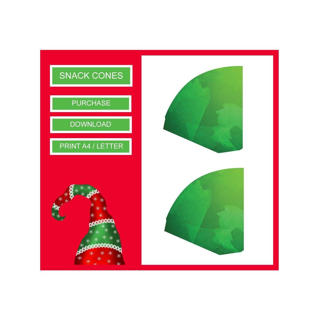 Christmas Party Snack Cones, Instant Download Christmas Popcorn Cones ...
