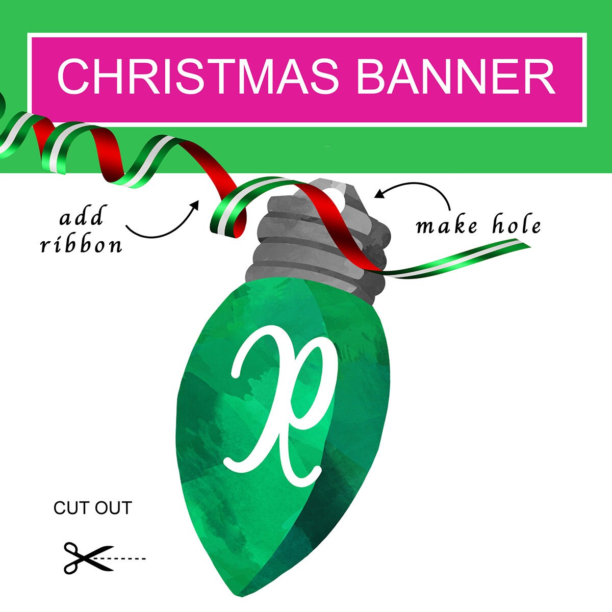 Christmas Lights Party Banner, Digital Download Xmas Party Printables ...