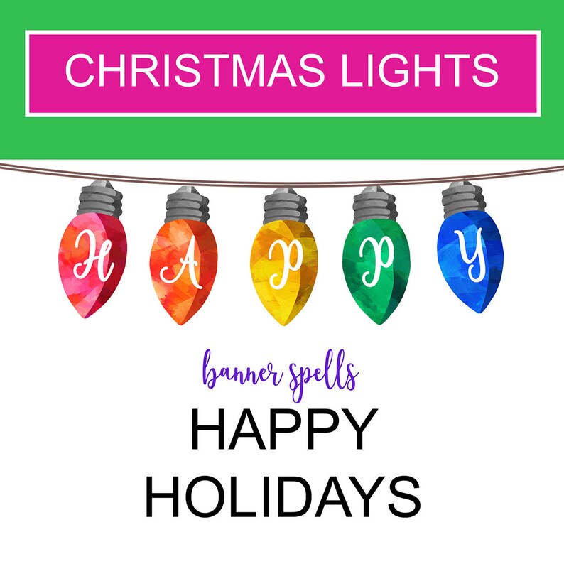 Christmas Lights Party Banner, Digital Download Xmas Party Printables ...