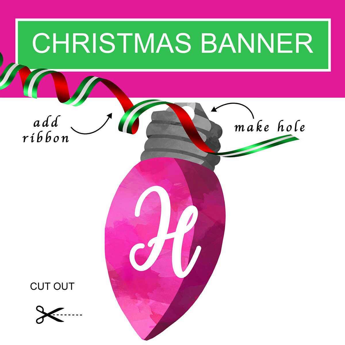 Christmas Lights Party Banner, Digital Download Xmas Party Printables ...