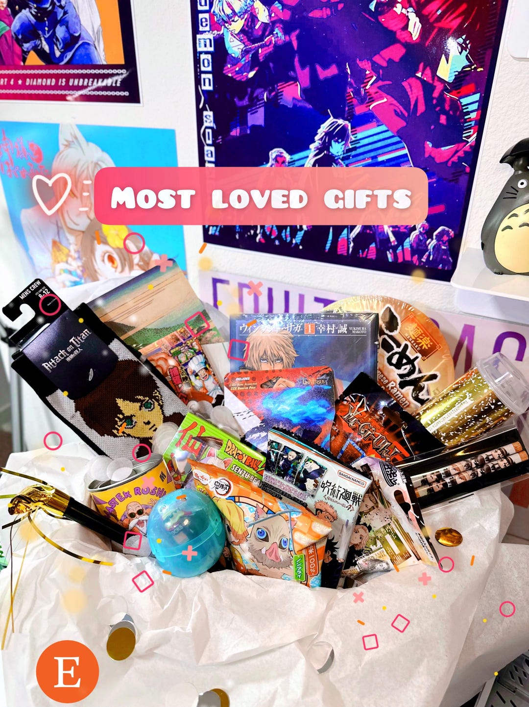 Anime Gift Box- Filled With Shirt, Manga, Socks, Stickers and ...