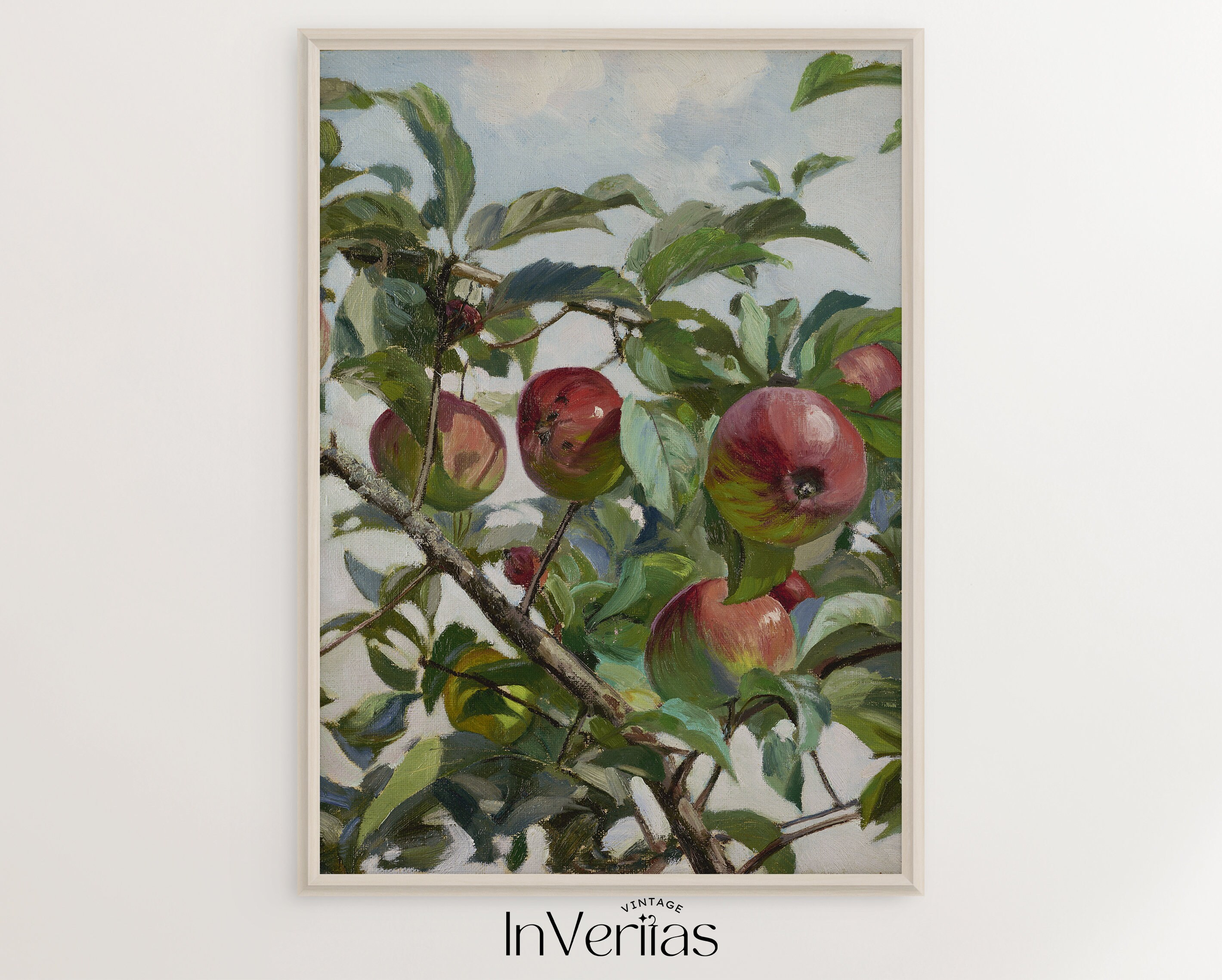 Vintage Apple Tree Painting Rustic Kitchen Wall Art - Etsy