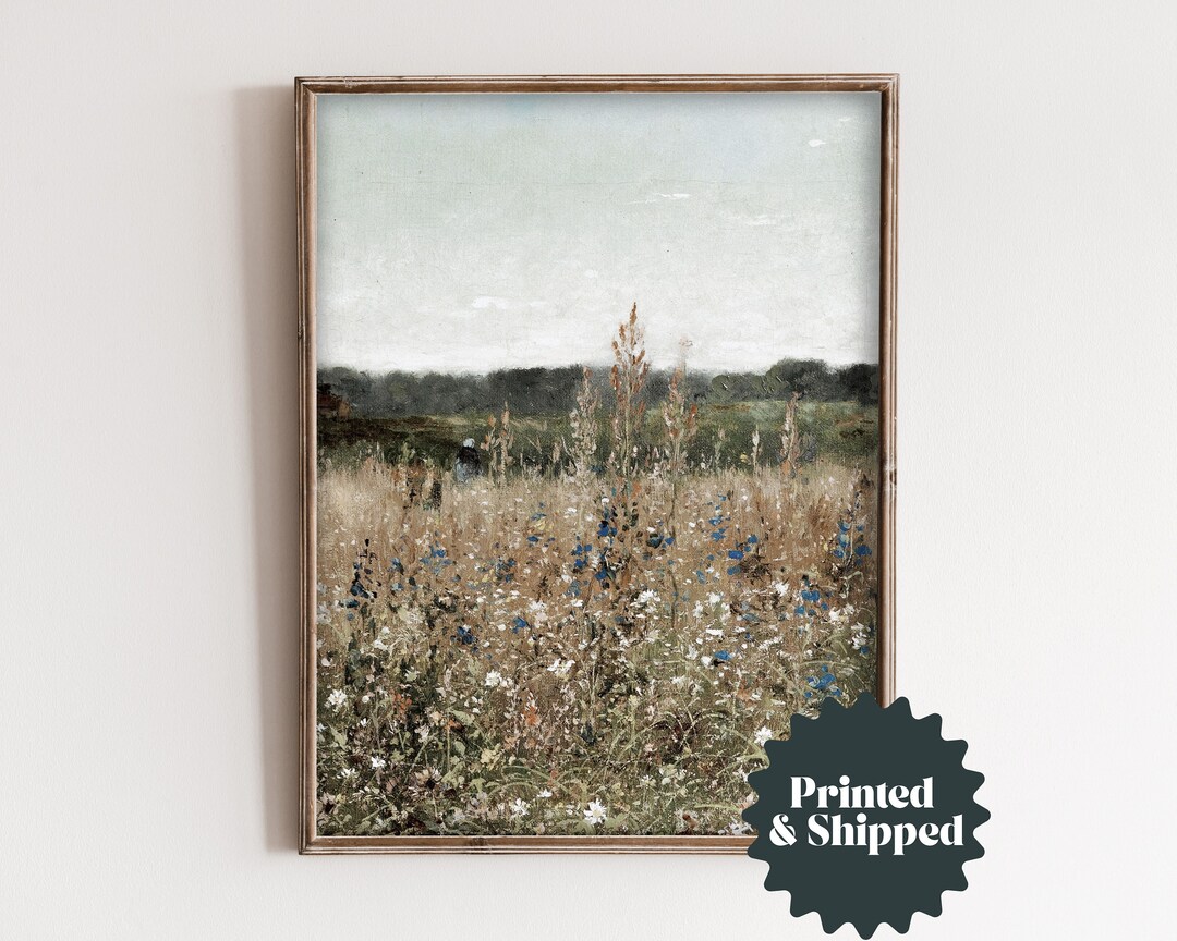 Flower Field Vintage Painting | Flower Meadow | French Cottage Decor ...