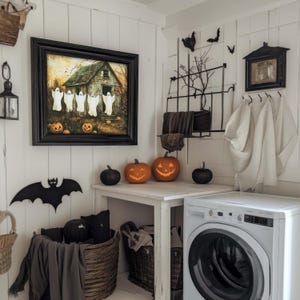Ghost Laundry Vintage Style Print Halloween Wall Art| Laundry Room ...