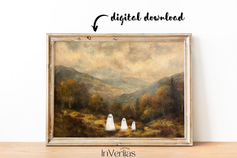 Ghost Family Scottish Highlands Vintage Landscape Painting | Country ...