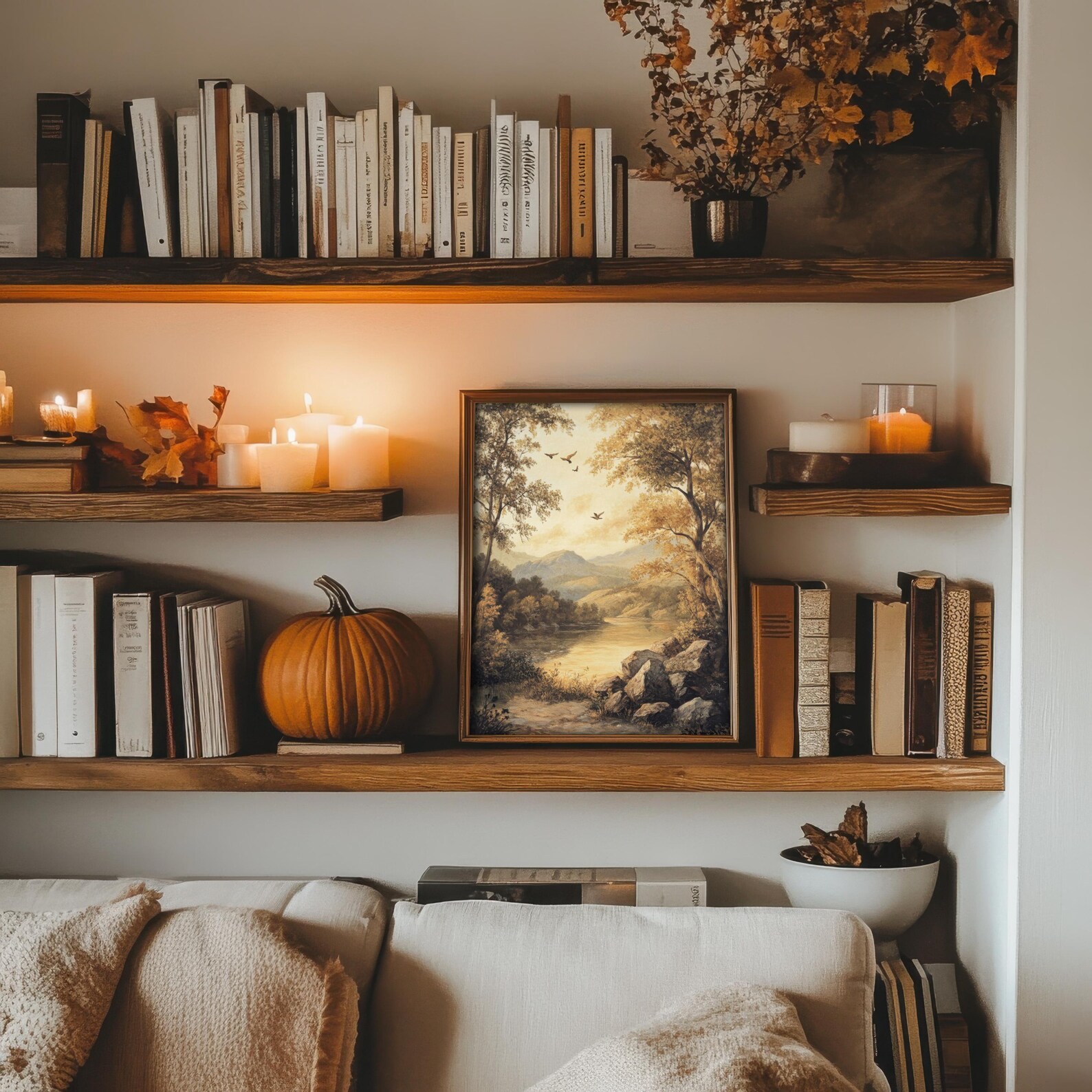 Muted Sepia Autumn Landscape Print Vintage Style Wall Art | Rustic Old ...