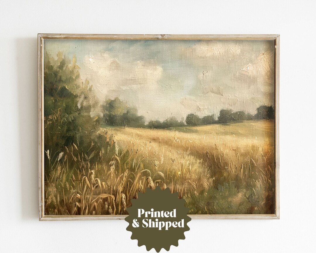 Corn Field Painting Vintage Wall Art | Country Cottage Decor | PRINTED ...