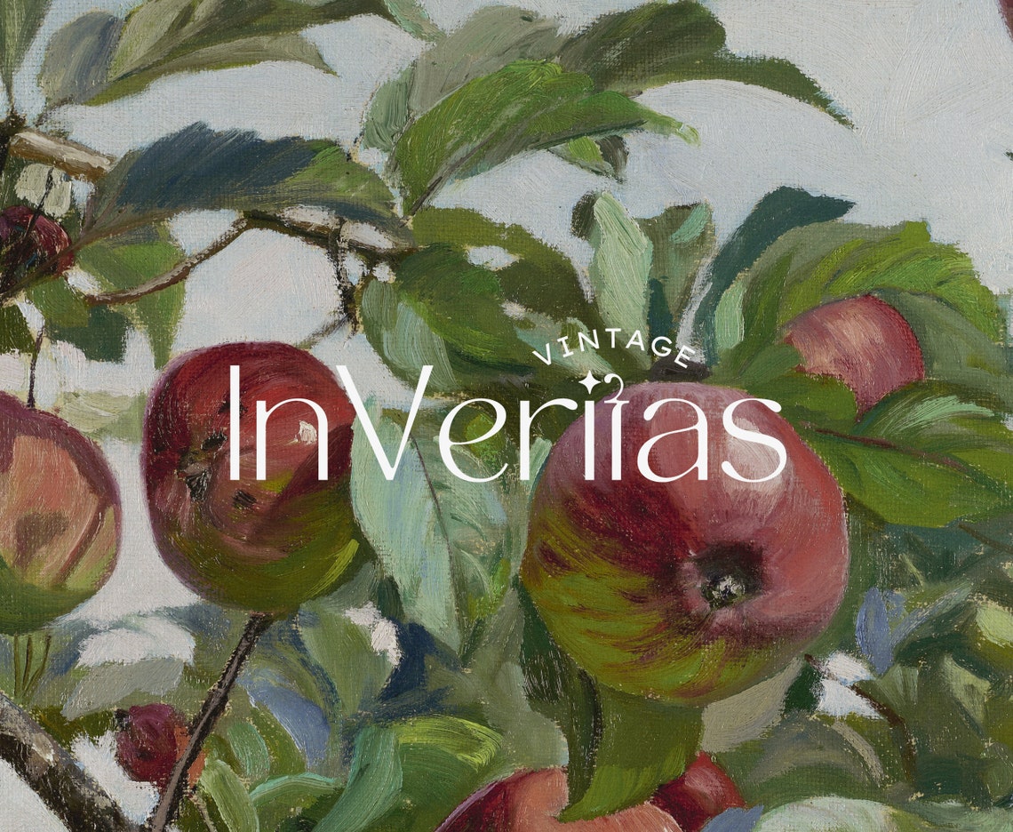 Vintage Apple Tree Painting Rustic Kitchen Wall Art - Etsy