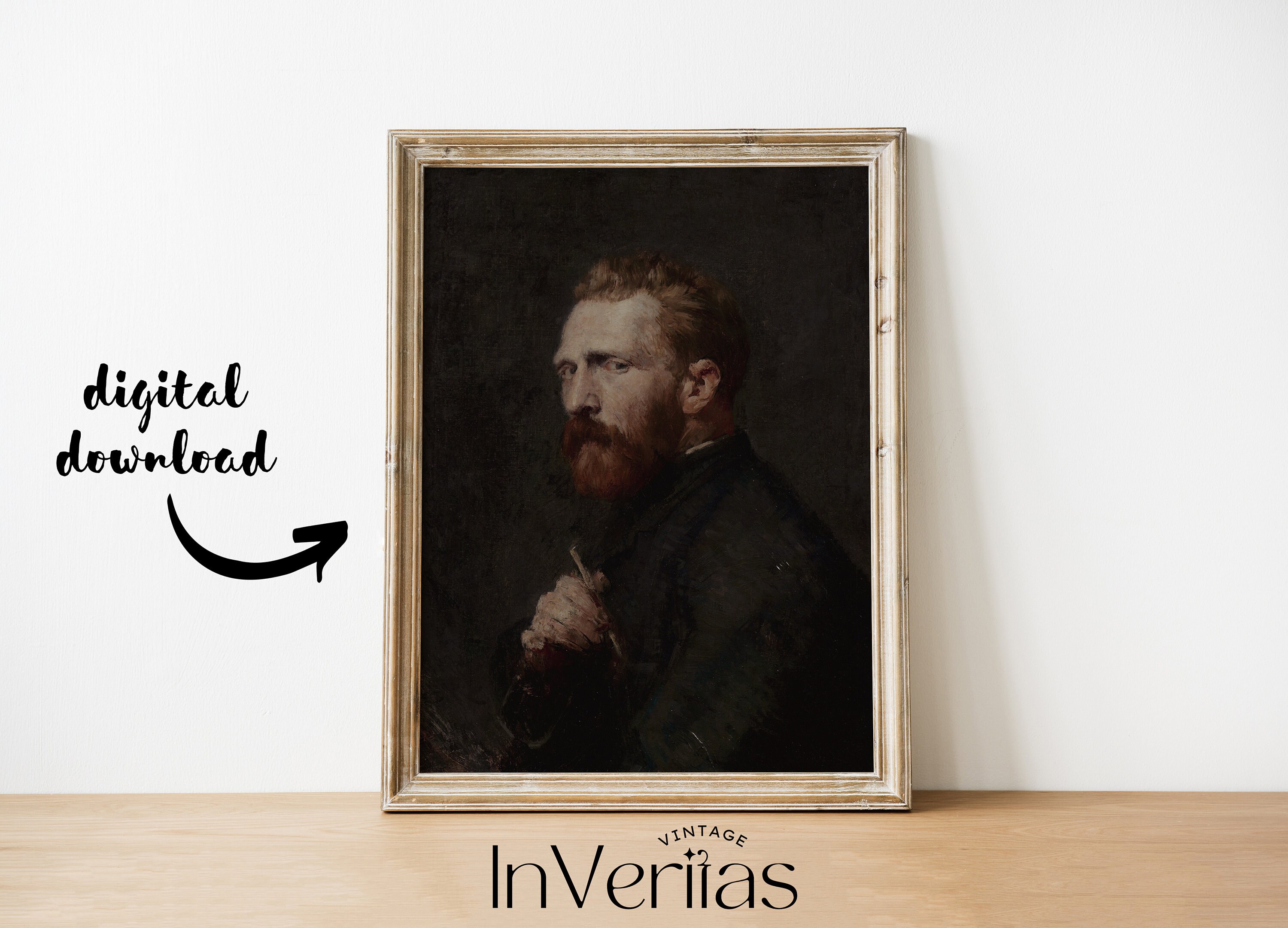 Vintage Male Portrait Painting Dark Moody Wall Art Dark - Etsy