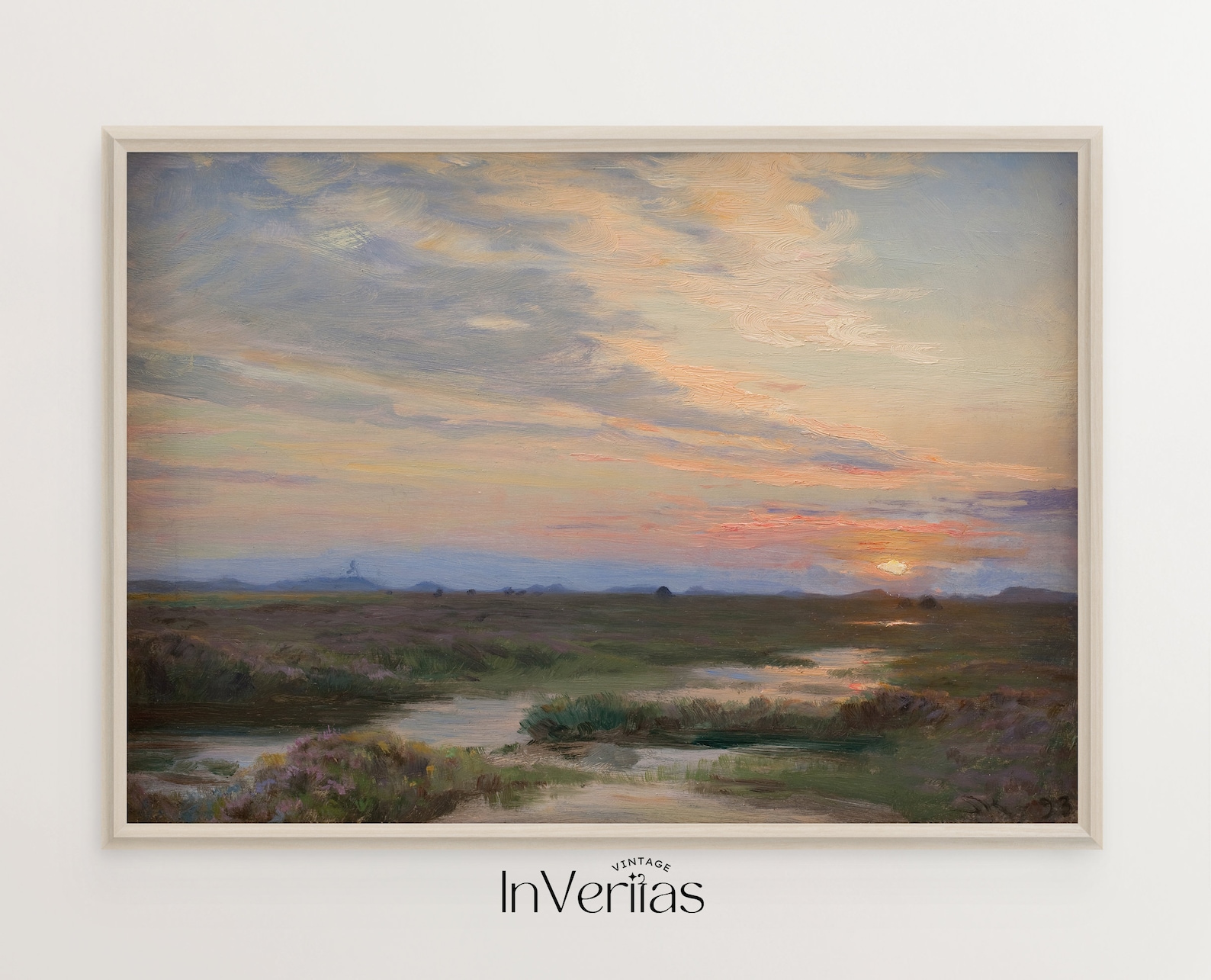 Colorful Vintage Sunset Painting | Landscape Painting | Coastal Decor ...
