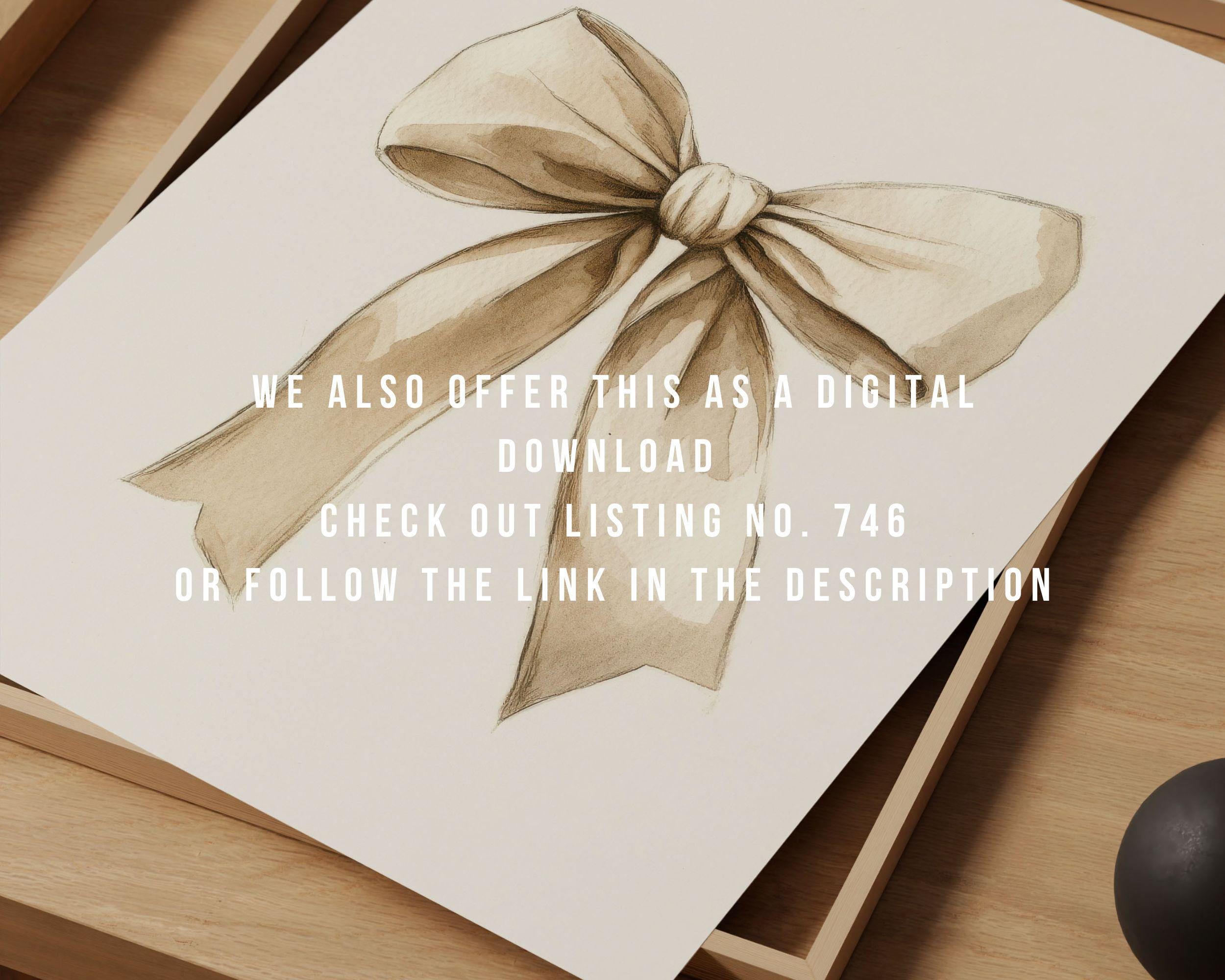 Cream Christmas Bow Print | Beige Cottage Winter and Christmas Decor ...