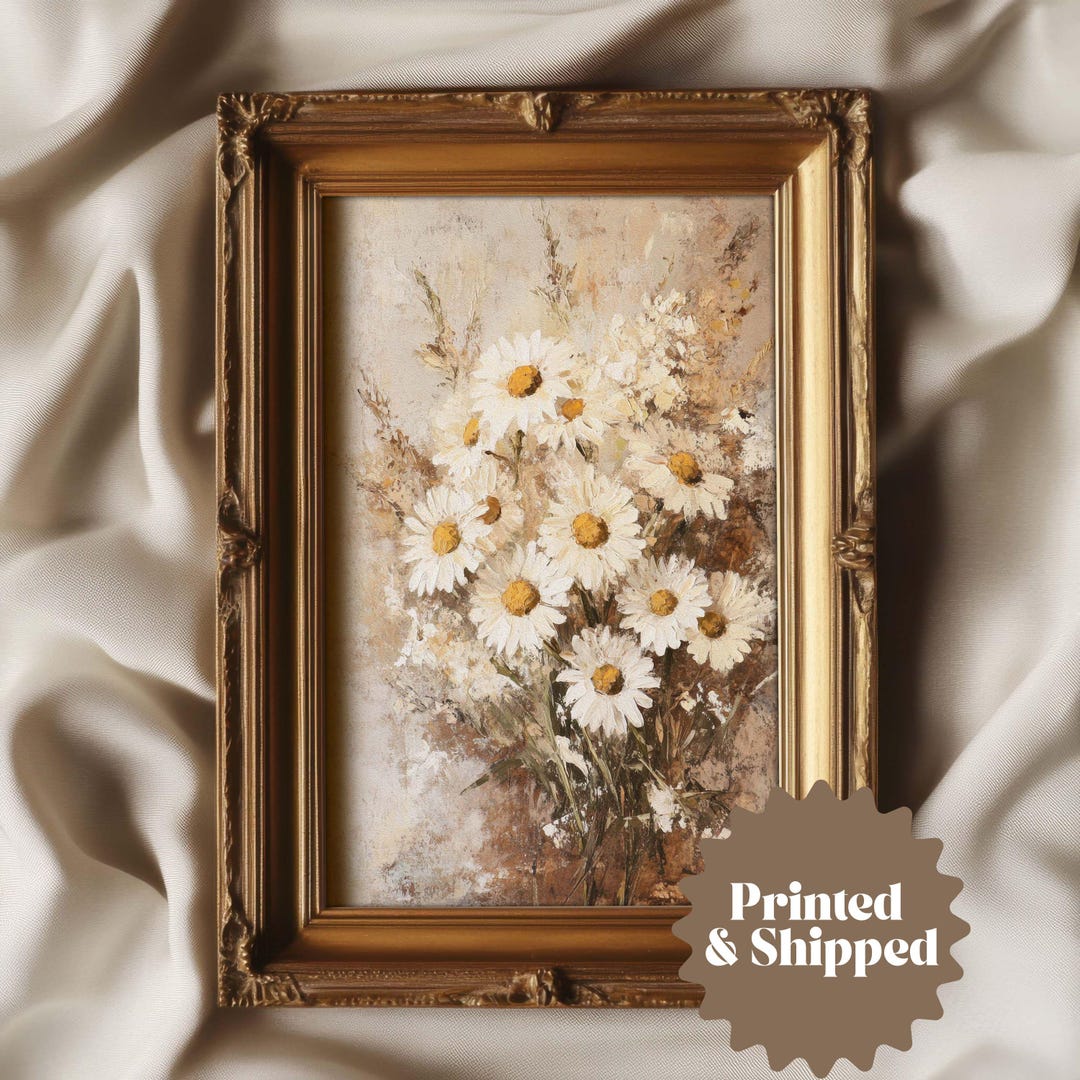 Muted Daisy Print Vintage Style Flower Wall Art | Cottage Spring Decor ...