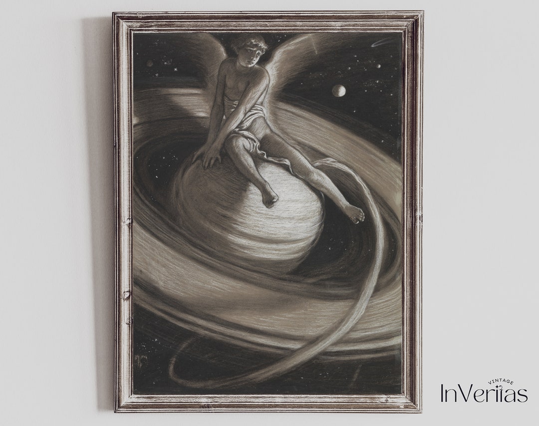 Saturn God Vintage Drawing | Greek Mythology | Dark Academia Decor ...