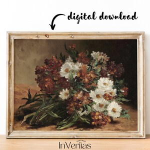 Autumn Flowers Vintage Still Life Painting | Farmhouse Fall Decor ...