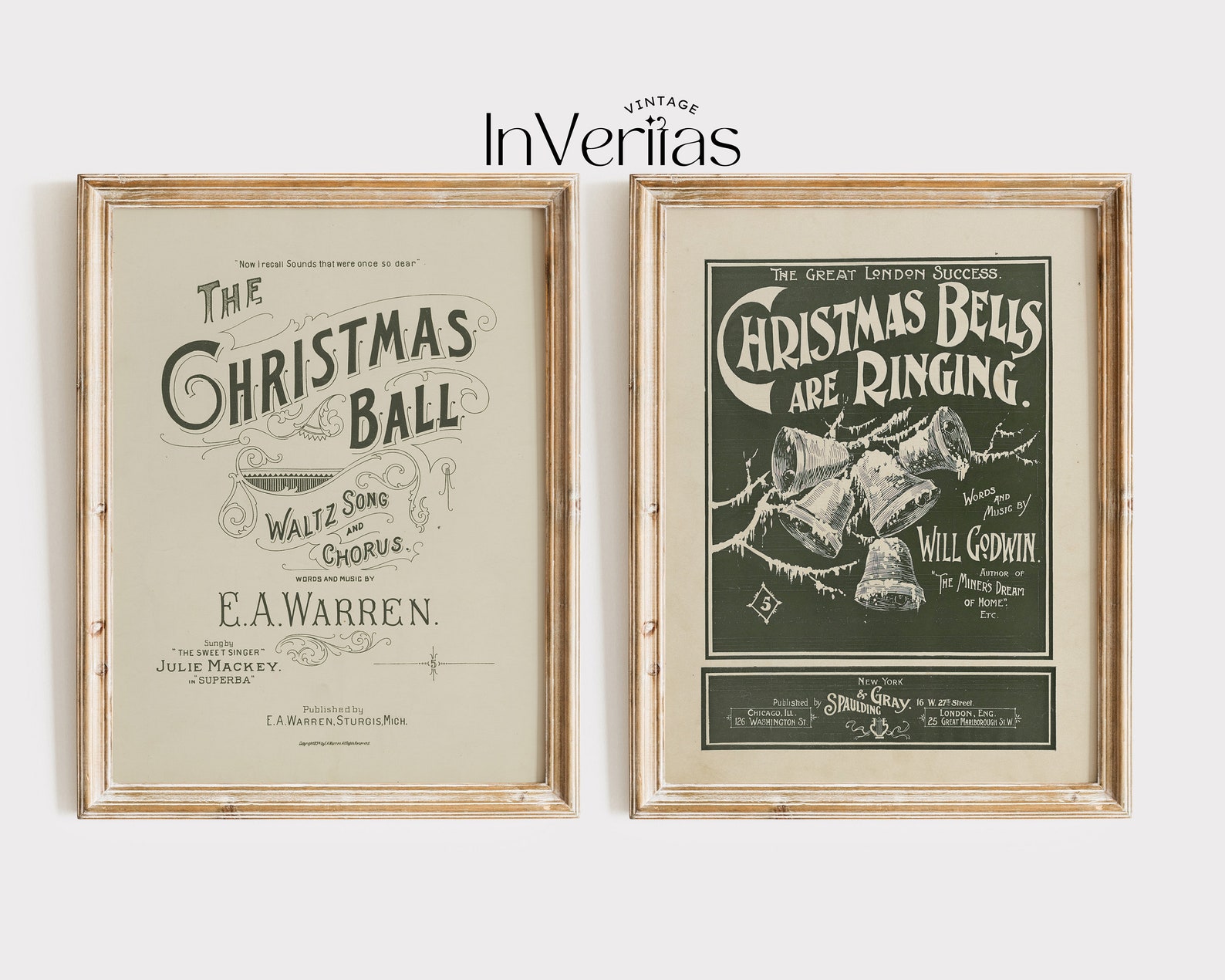 Vintage Christmas Typography Print Set | Set of 2 | Traditional ...