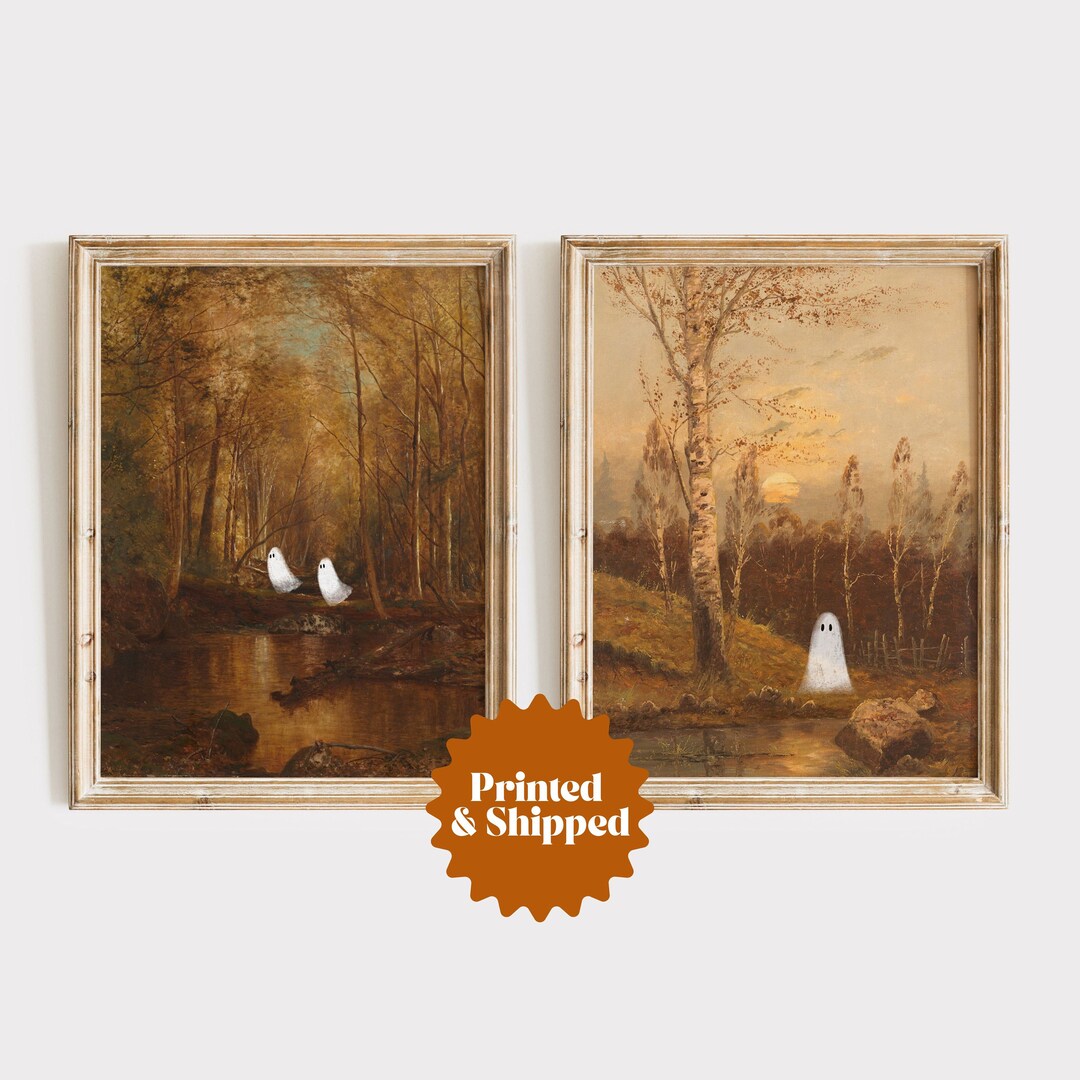 Ghosts Prints Set Autumn Vintage Landscape Wall Art | Farmhouse Fall ...