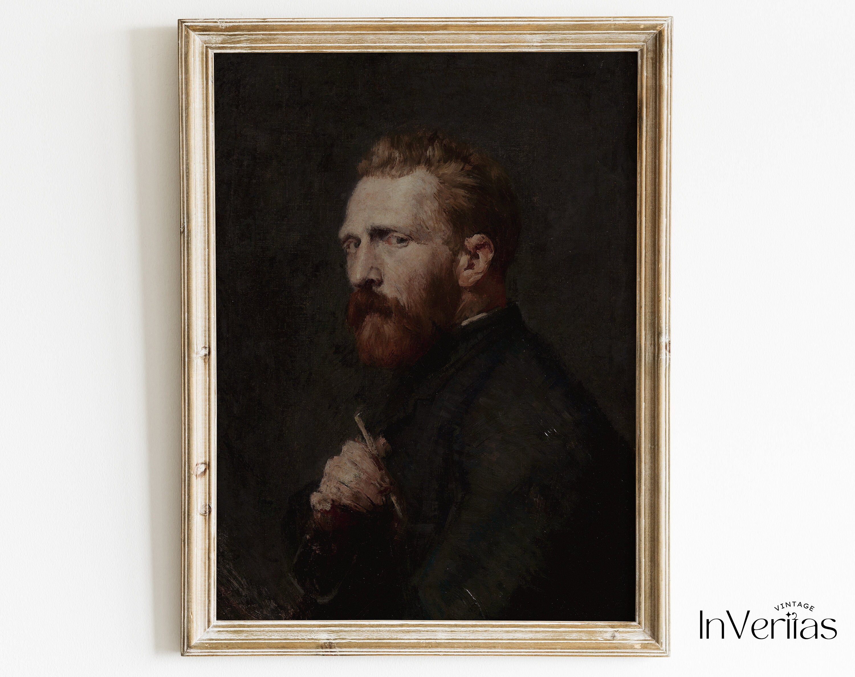 Vintage Male Portrait Painting Dark Moody Wall Art Dark - Etsy