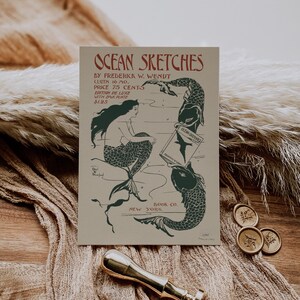 Vintage Mermaid Book Cover Art Print | Mythology Decor | PRINTED AND ...