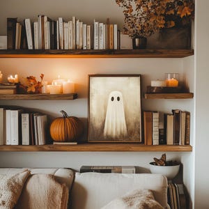 Rustic Vintage Style Ghost Portrait Drawing Muted Halloween Wall Art ...