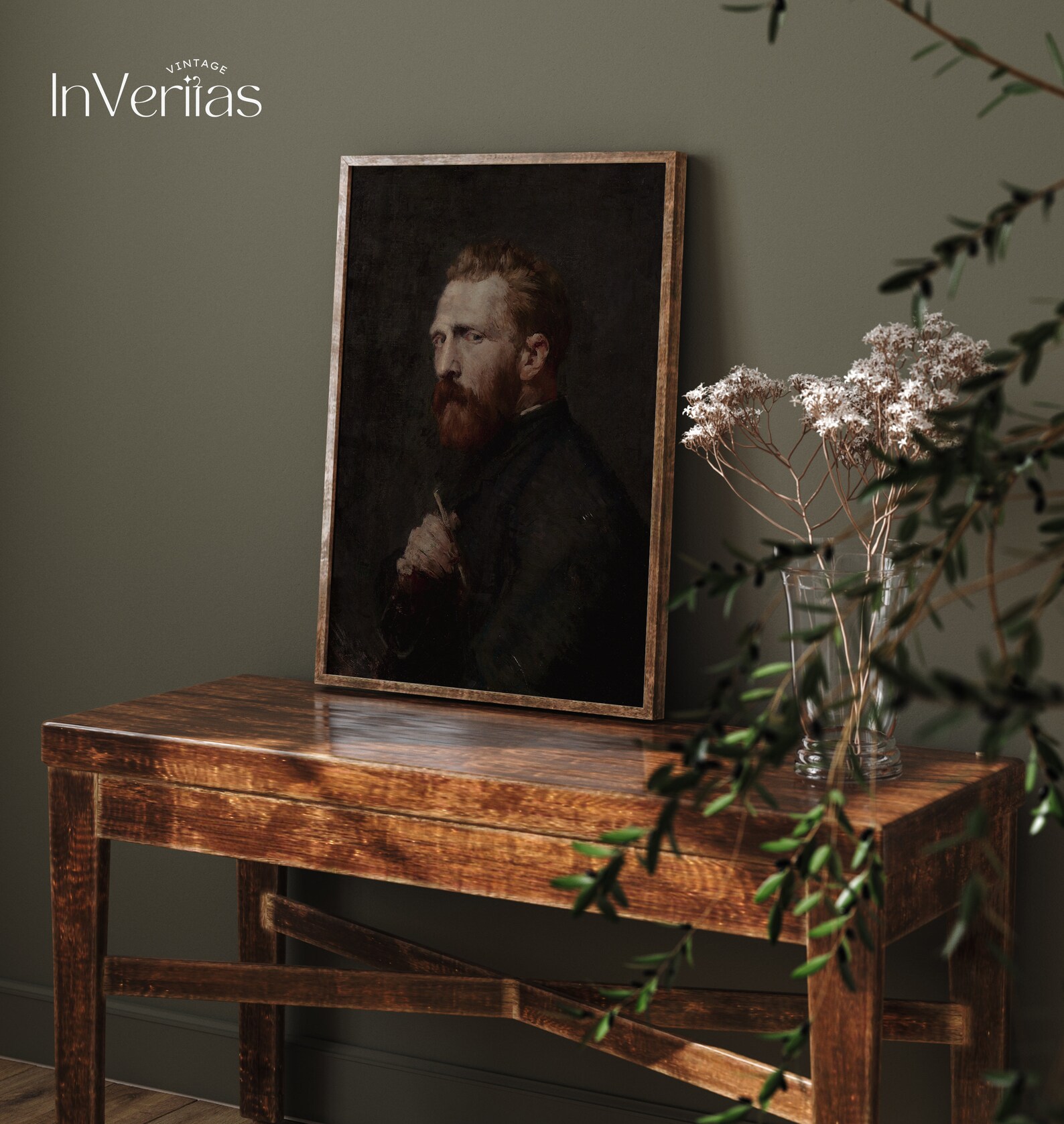 Vintage Male Portrait Painting Dark Moody Wall Art Dark - Etsy