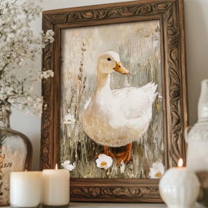 Muted Duck in Spring Print Soft Color Vintage Style Wall Art | Cozy ...