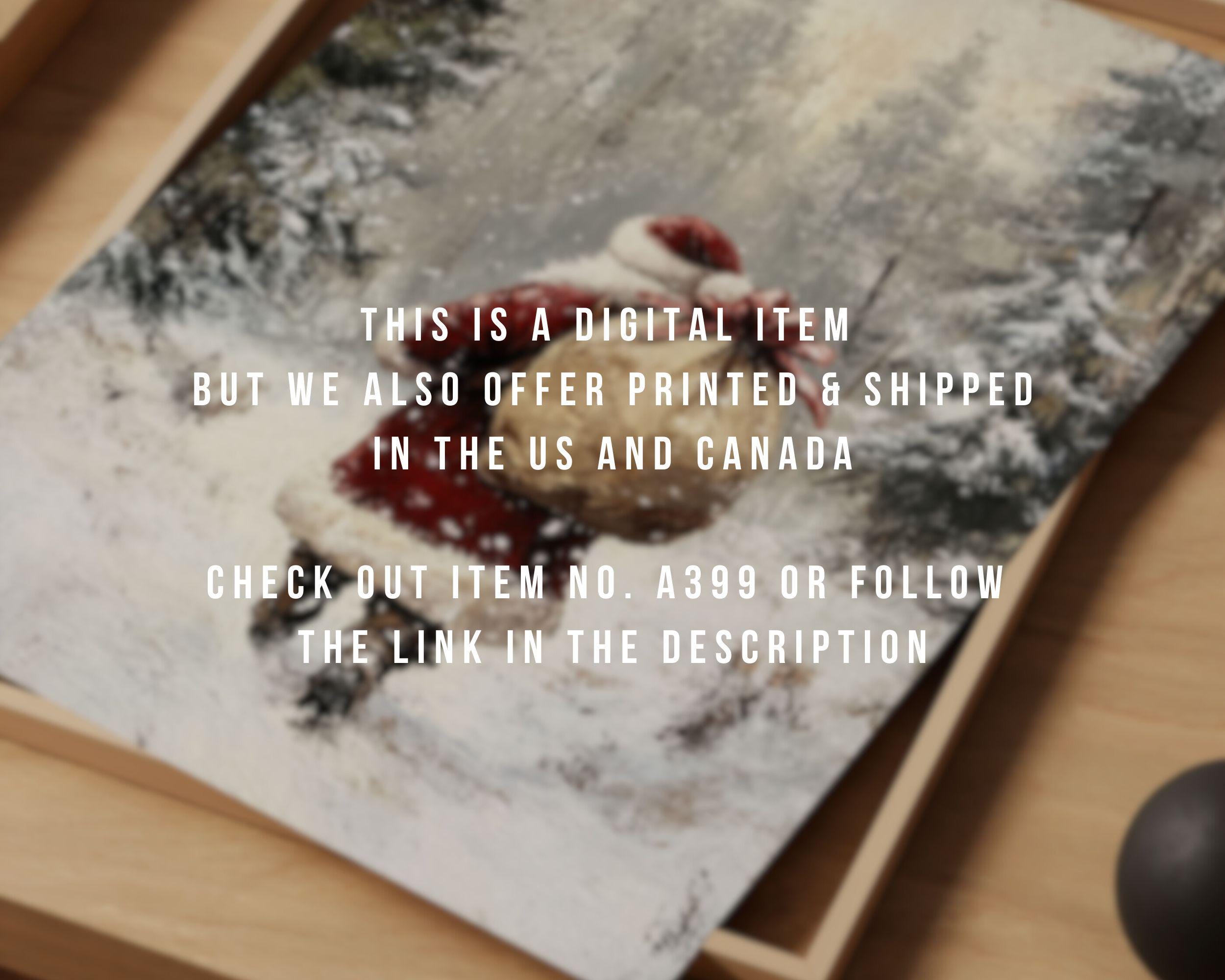 Santa Claus in Snowy Forest Print Vintage Style Painting | Country ...