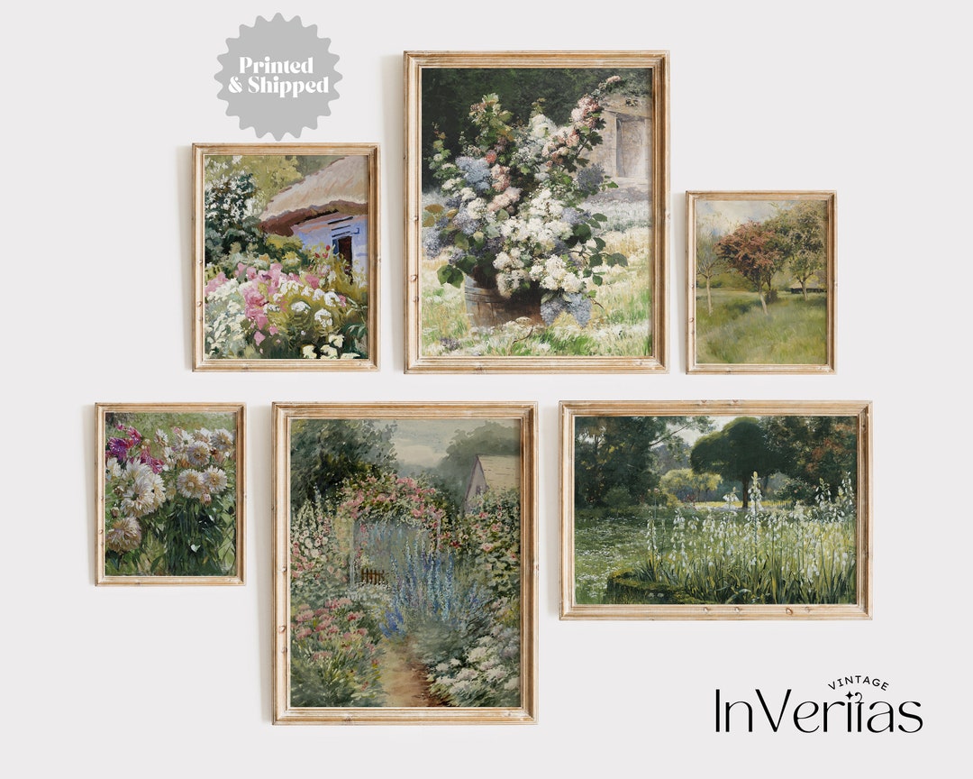 Colourful Cottage Garden Gallery Wall | Set of 6 Vintage Farmhouse ...