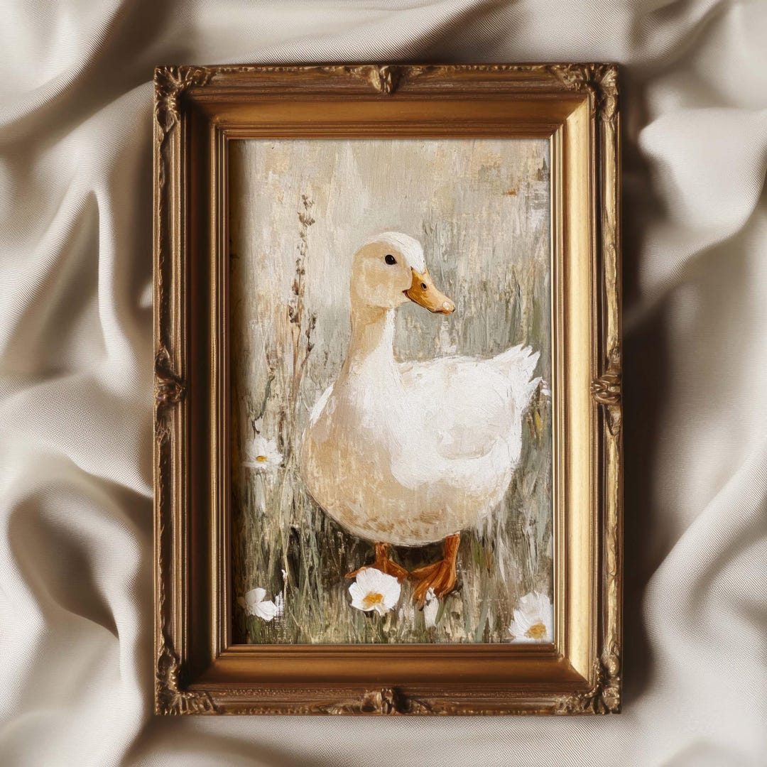 Muted Duck in Spring Print Soft Color Vintage Style Wall Art | Cozy ...