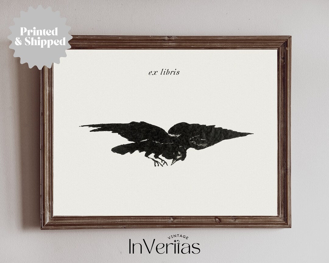 Ex Libris Victorian Raven Wall Art Dark Academia Room Decor PRINTED AND ...