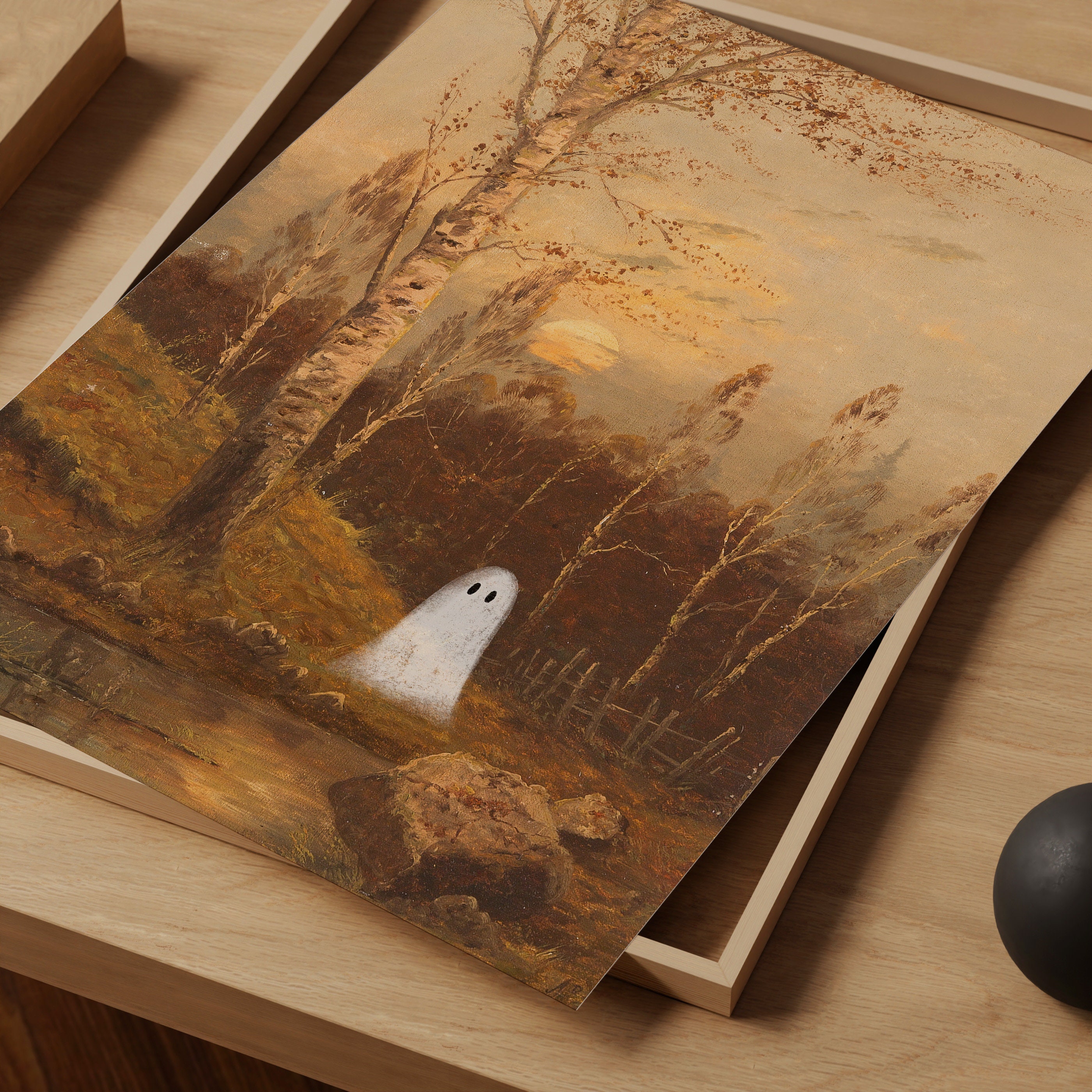 Ghosts Prints Set Autumn Vintage Landscape Wall Art | Farmhouse Fall ...