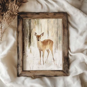 Doe Winter Wall Art Deer Print | Vintage Cozy Cottage Winter Decor ...