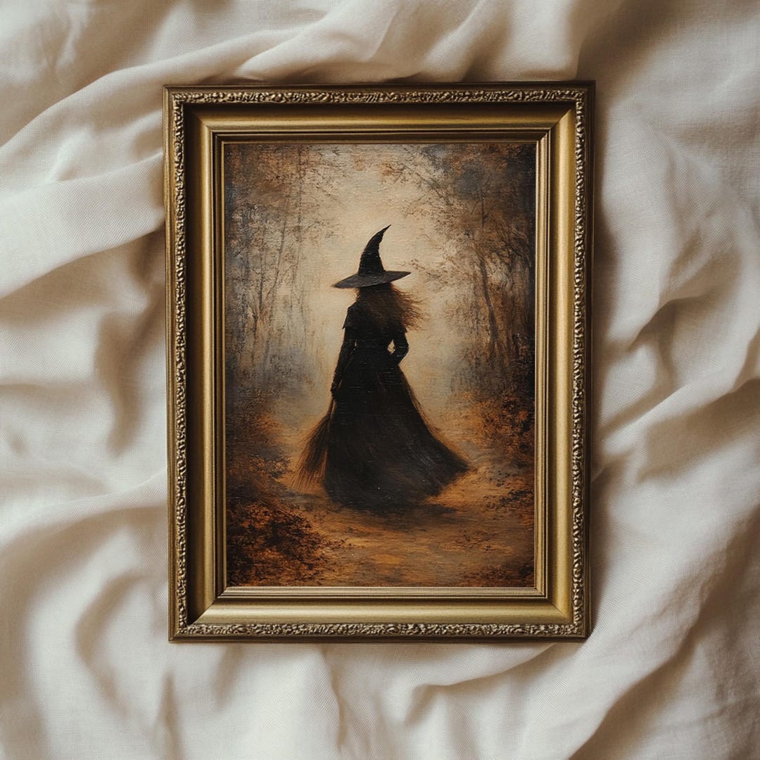 Dark Forest Witch Painting Vintage Moody Halloween Wall Art | Witchy ...