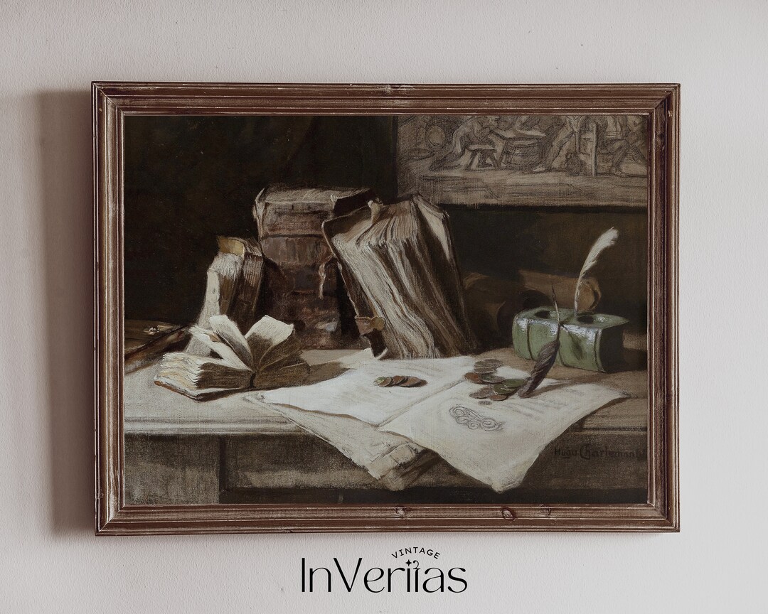 The Poet's Room Vintage Still Life Painting | Dark Academia Decor ...