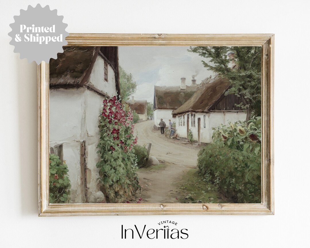 Rural Village Painting | Vintage Farmhouse Decor | PRINTED AND SHIPPED ...