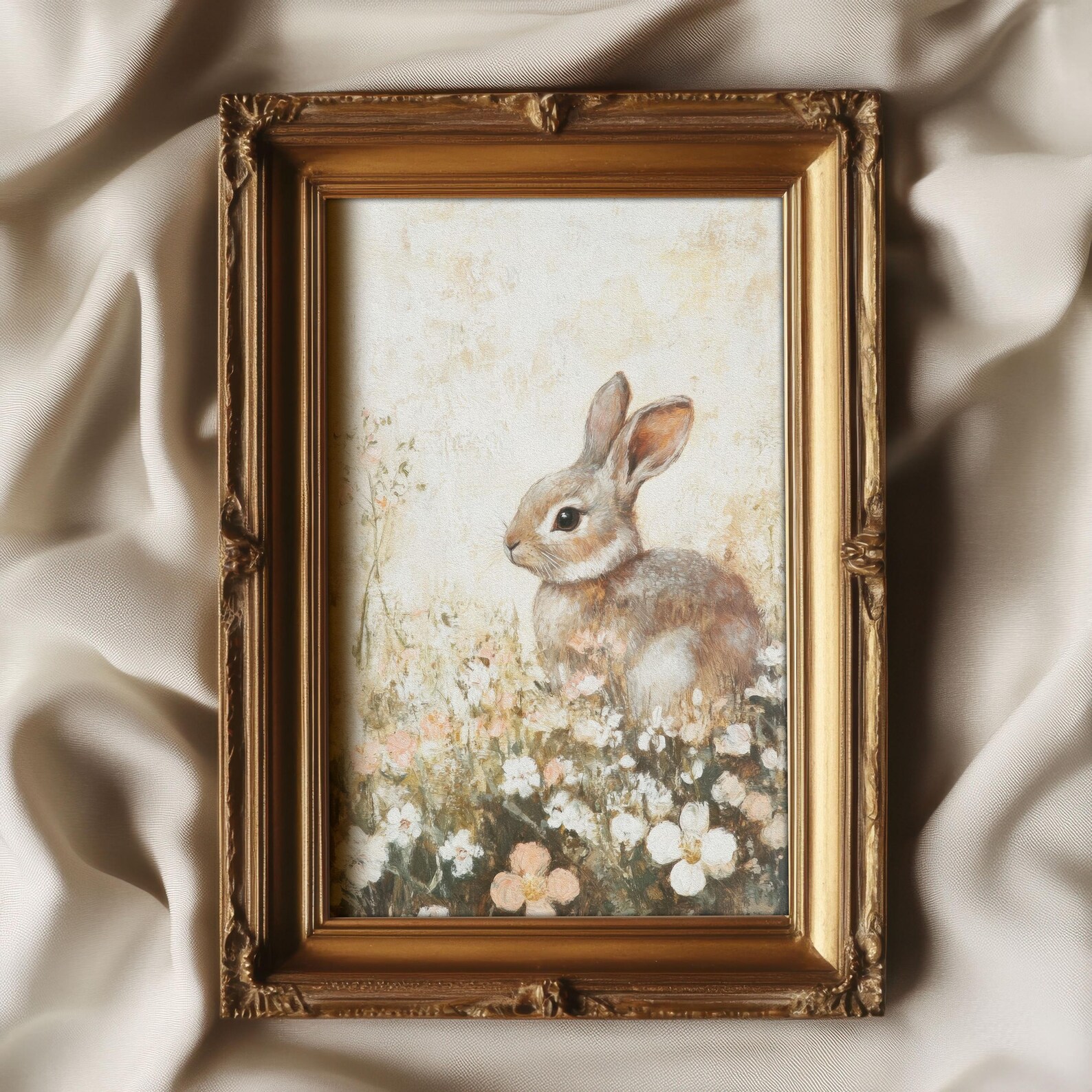 Little Rabbit Muted Print Soft Color Vintage Bunny Wall Art | Cottage ...
