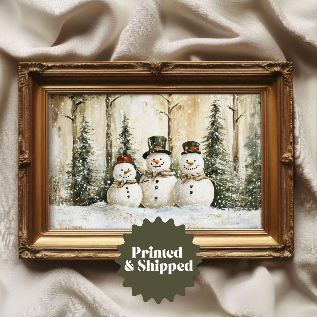 Snowman Family Rustic Print | Cozy Cottage Winter and Christmas Decor ...